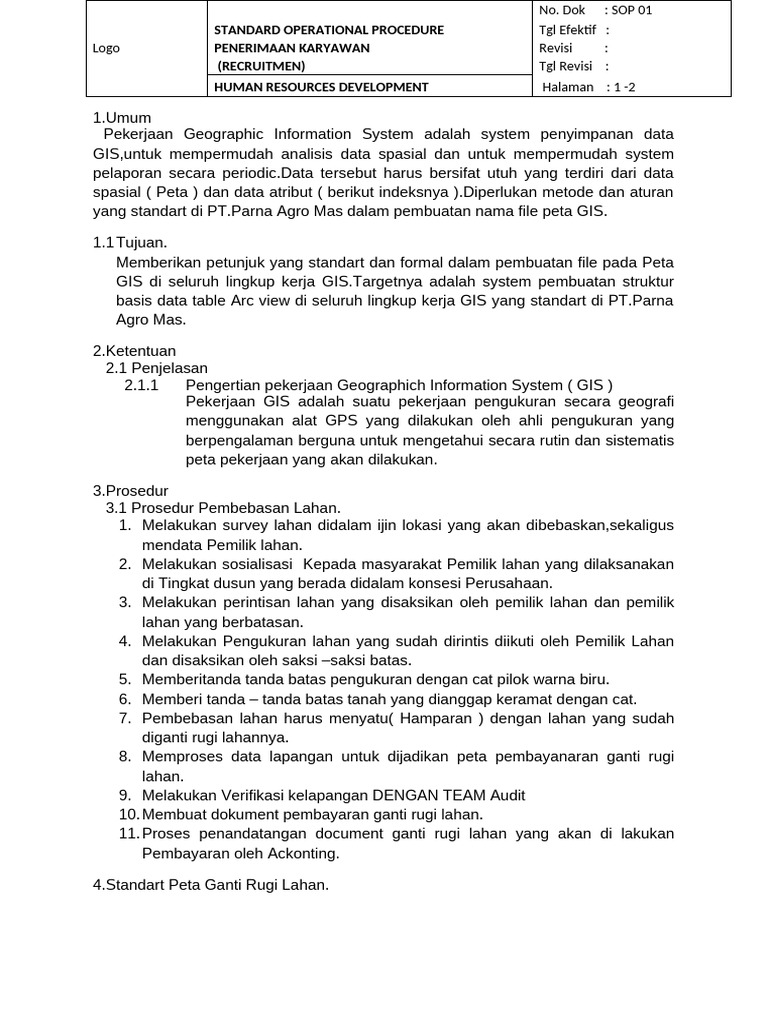 Standard Operational Procedure Penerimaan Karyawan (Recruitmen) Human ...