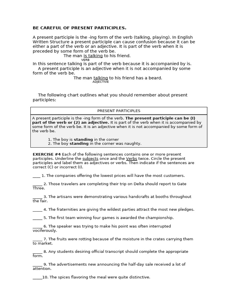 Be Careful of Present Participles | PDF