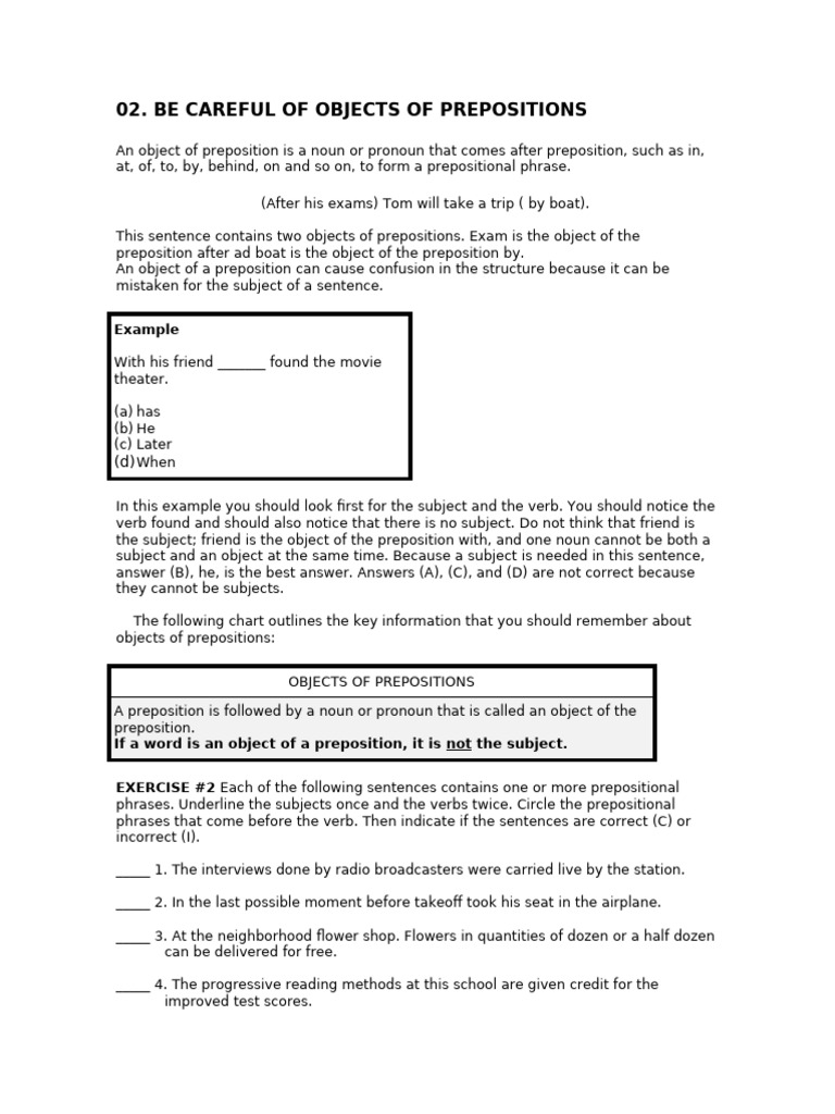 Be Careful of Objects of Preposition | PDF