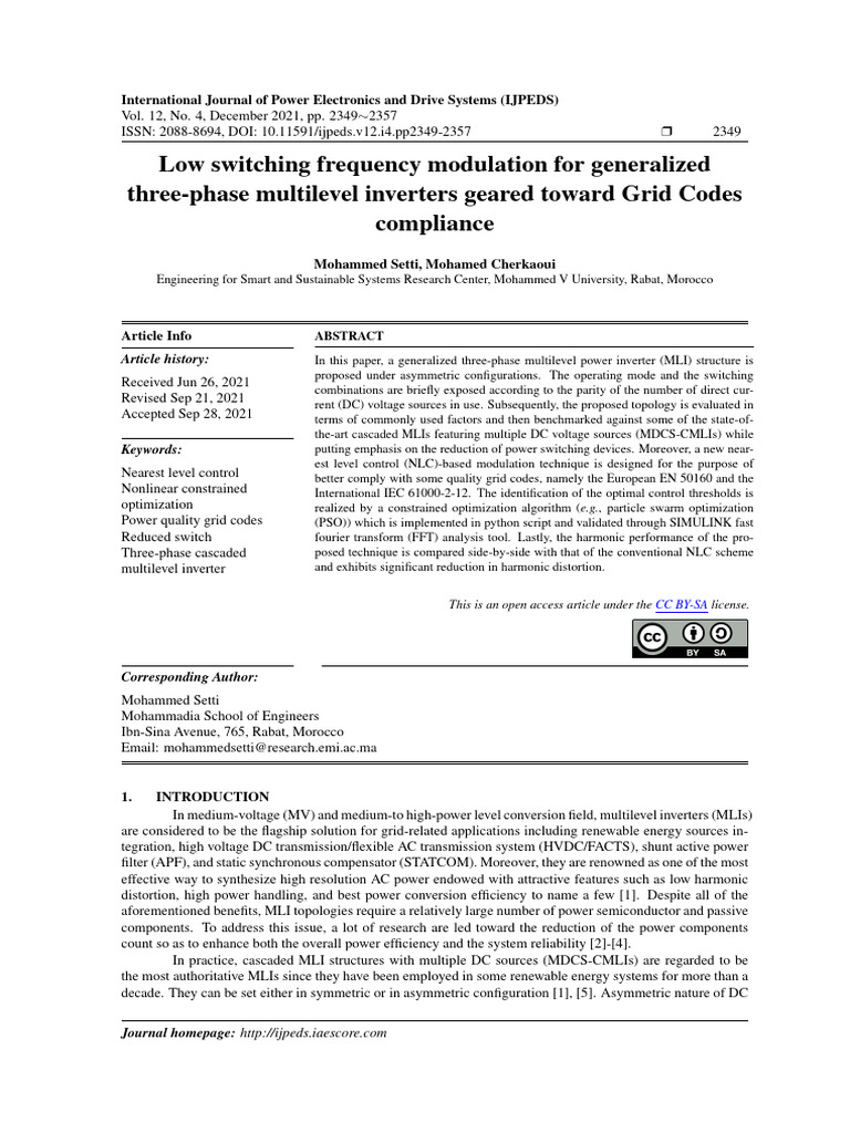 Low Switching Frequency Modulation For Generalized Three-Phase ...