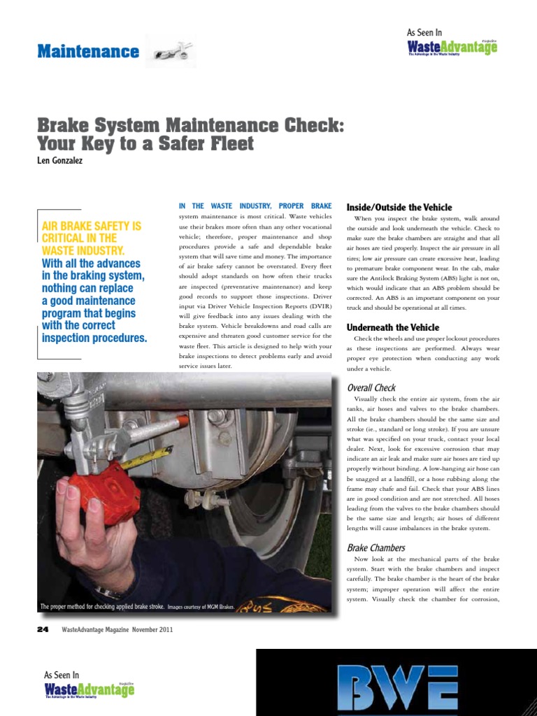 Brake System Maintenance | PDF | Business | Technology & Engineering