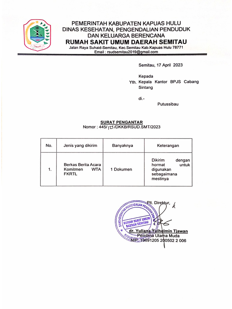 BA KOMITMEN WTA - RSUD Semitau-1 | PDF