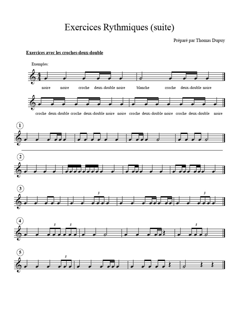 Exercices Rythmiques Croche Deux Double Et Deux Double Croche | PDF