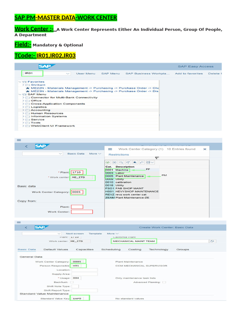SAP PM Work Center Overview Guide | PDF | Business | Computers