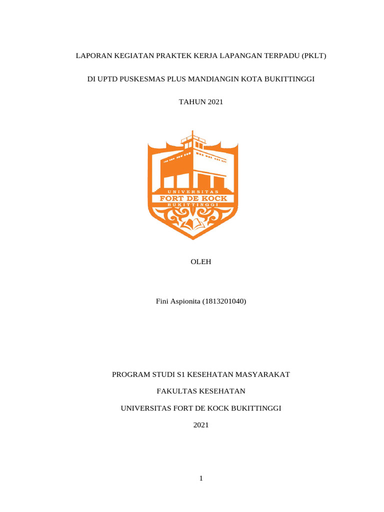 laporan PKLT Fini Aspionita | PDF