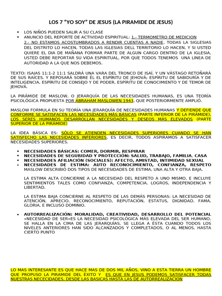 Los 7 Yo Soy de Jesus | PDF