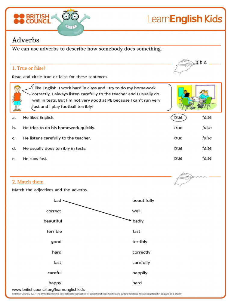 Grammar Practice Adverbs Worksheet | PDF