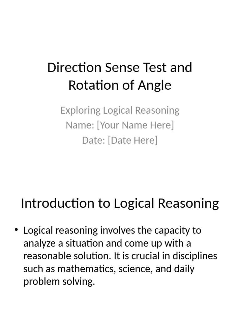 Direction Sense and Rotation of Angle Presentation | PDF