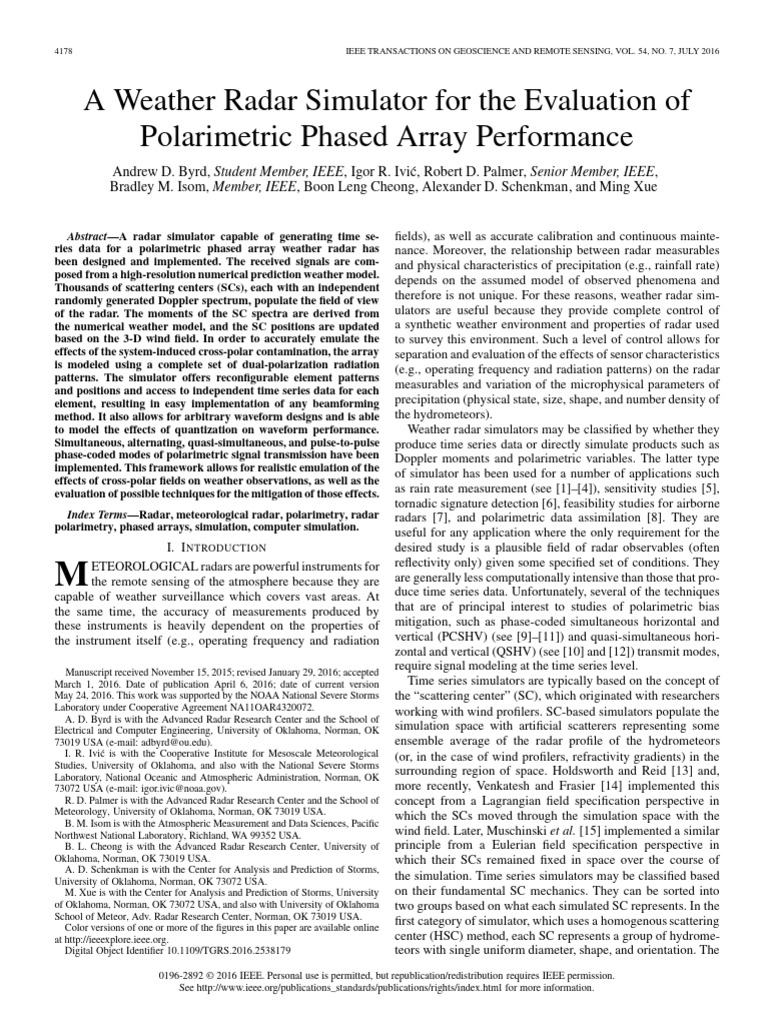 4.a Weather Radar Simulator For The Evaluation of Polarimetric Phased ...