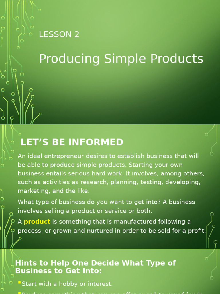 Producing Simple Products | PDF