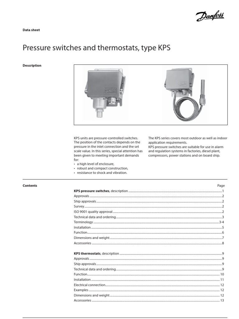 Danfoss Kps Switches | PDF | Switch | Thermostat