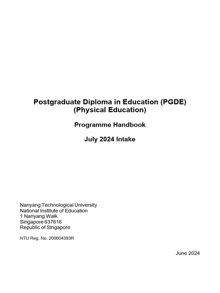 Pgde Handbook For Pe July 2024 | PDF | Physical Education | Learning