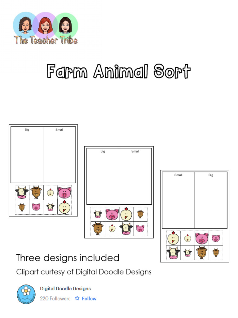 Sorting Farm Animals | PDF
