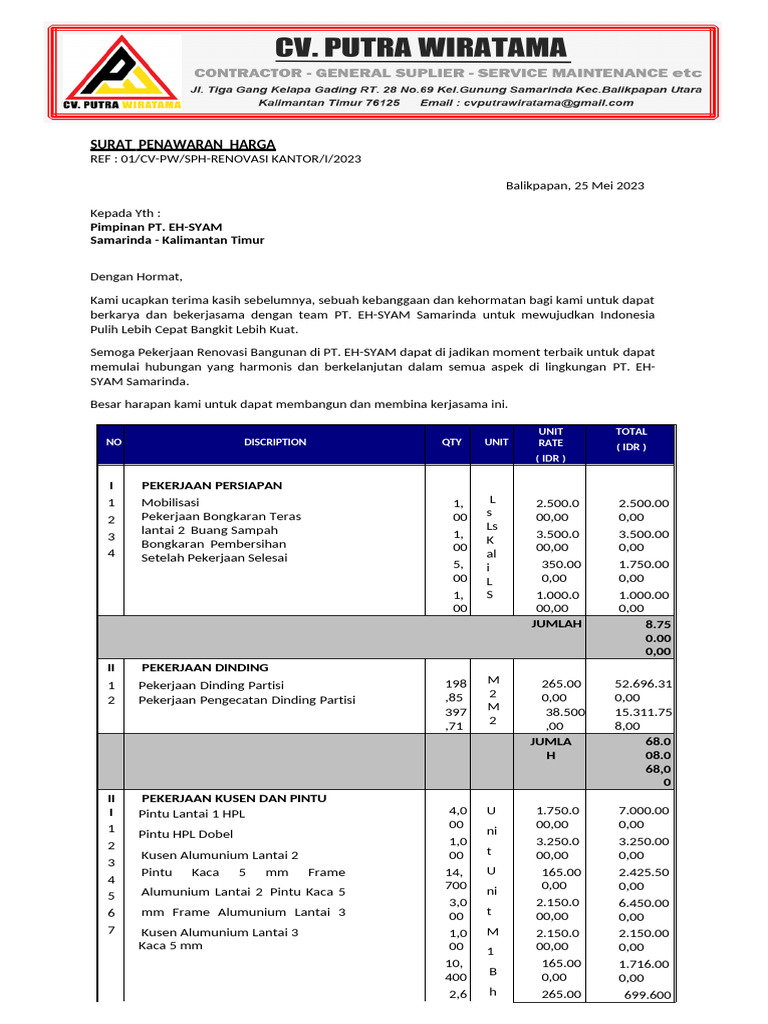 Surat Penawaran Harga PW 2 | PDF