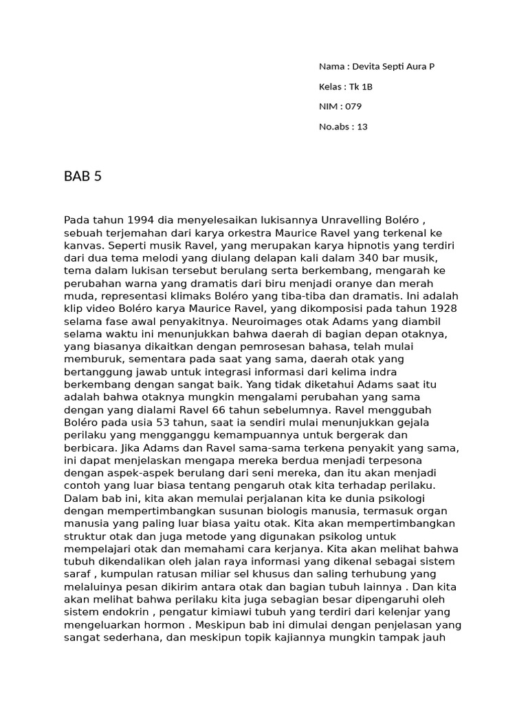 Resume Bab 5 | PDF | Neuroscience | Foreign Language Studies