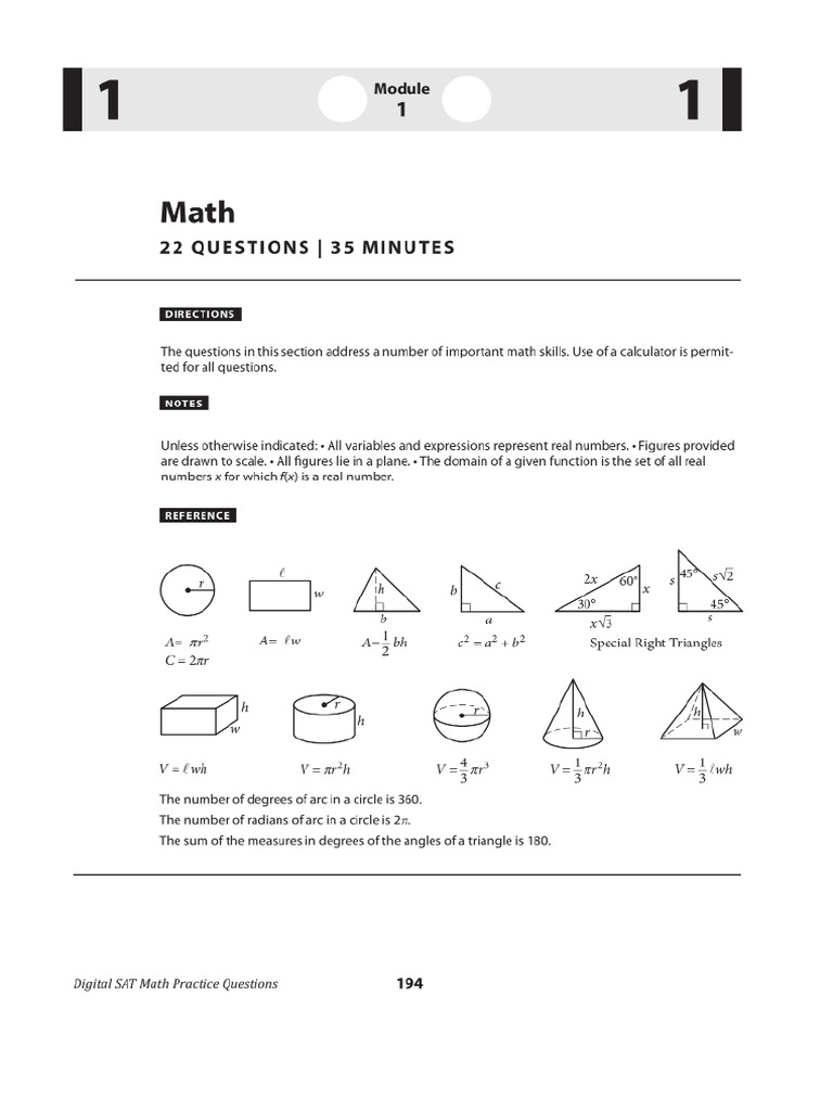 DSAT Math Premium Book 1 Test | PDF