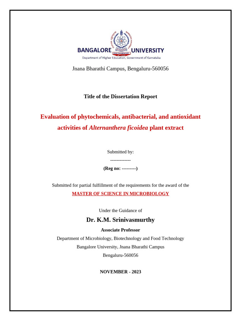 Initial Pages of The MSC Dissertation Report | PDF