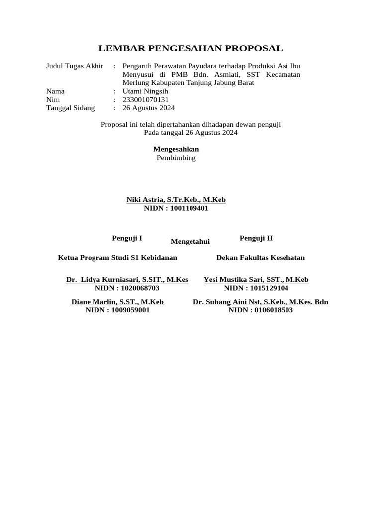 Lembar Pengesahan Proposal | PDF