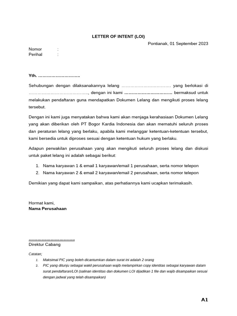 A1_Letter of Intent | PDF