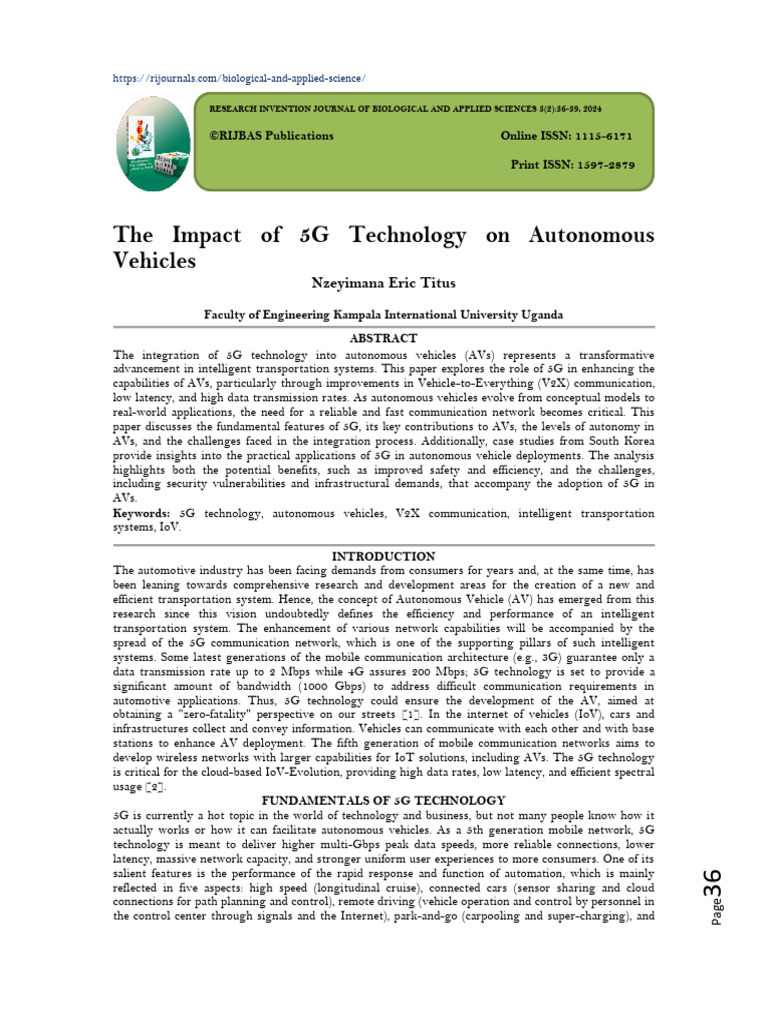 The Impact of 5G Technology On Autonomous Vehicles (WWW - Kiu.ac - Ug ...