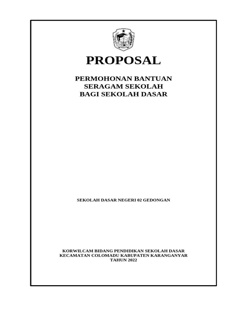 Draft Proposal Seragam SDN 02 Gedongan | PDF | Indonesia