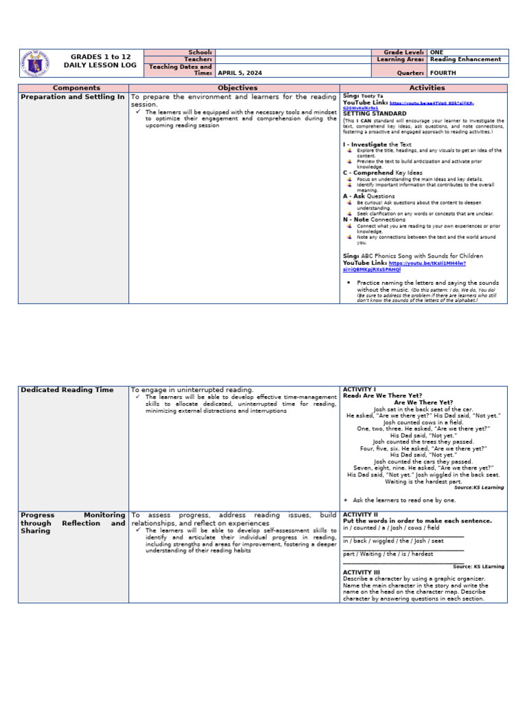 w1 q4 Cuf Reading Enhancement English 1 | PDF