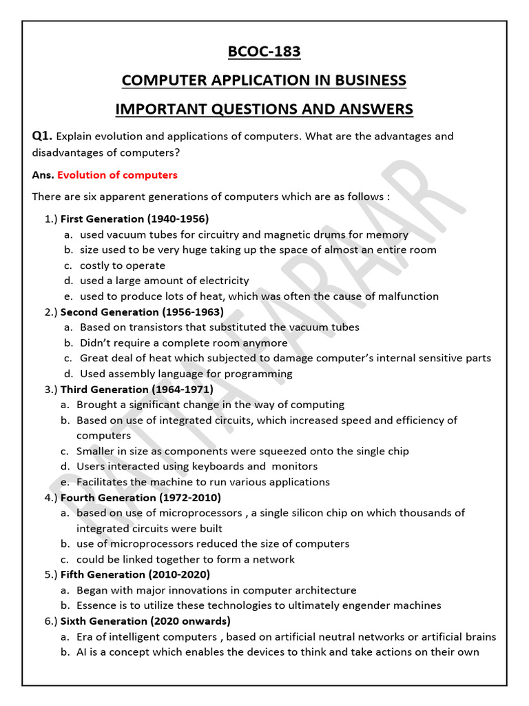 BCOS 183 Important Questions | PDF | Computer Network | Operating System