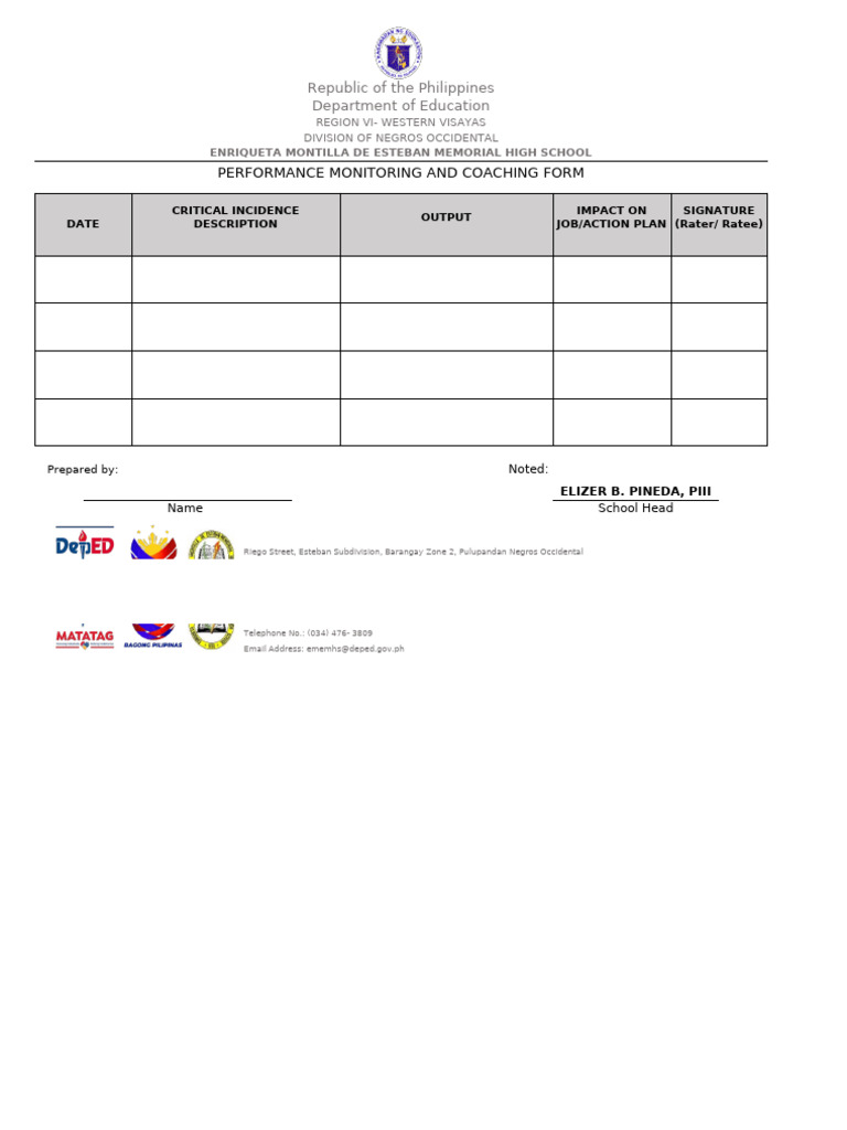 Performance Monitoring and Coaching Form 2023 | PDF