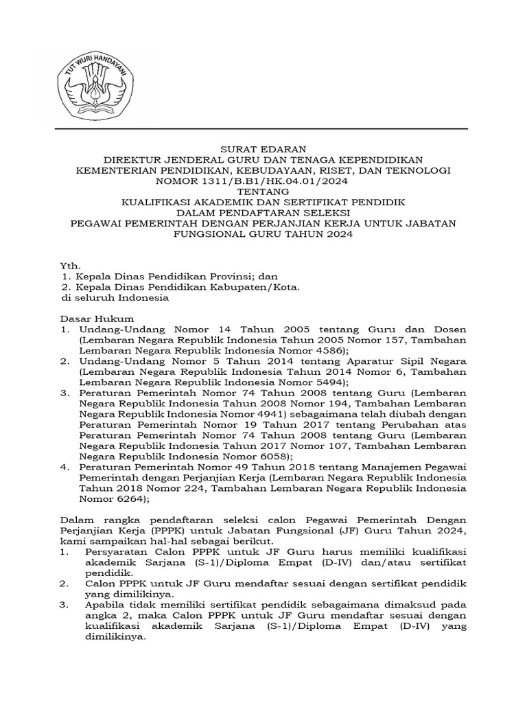 SE LINIERITAS Ijazah Dan Serdik PPPK GURU 2024-18 Maret 2024 | PDF