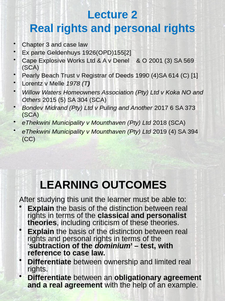 Lecture 2 Real Vs Personal Rights - 23 | PDF