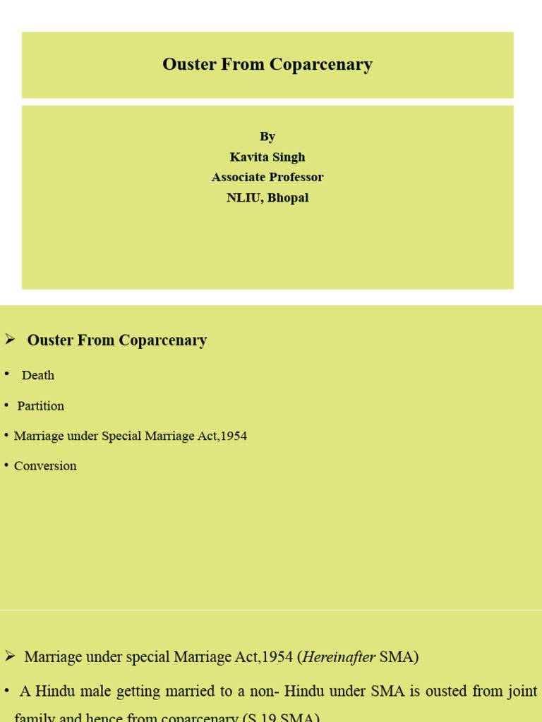 PPT 3 Ouster From Coparcenary | PDF