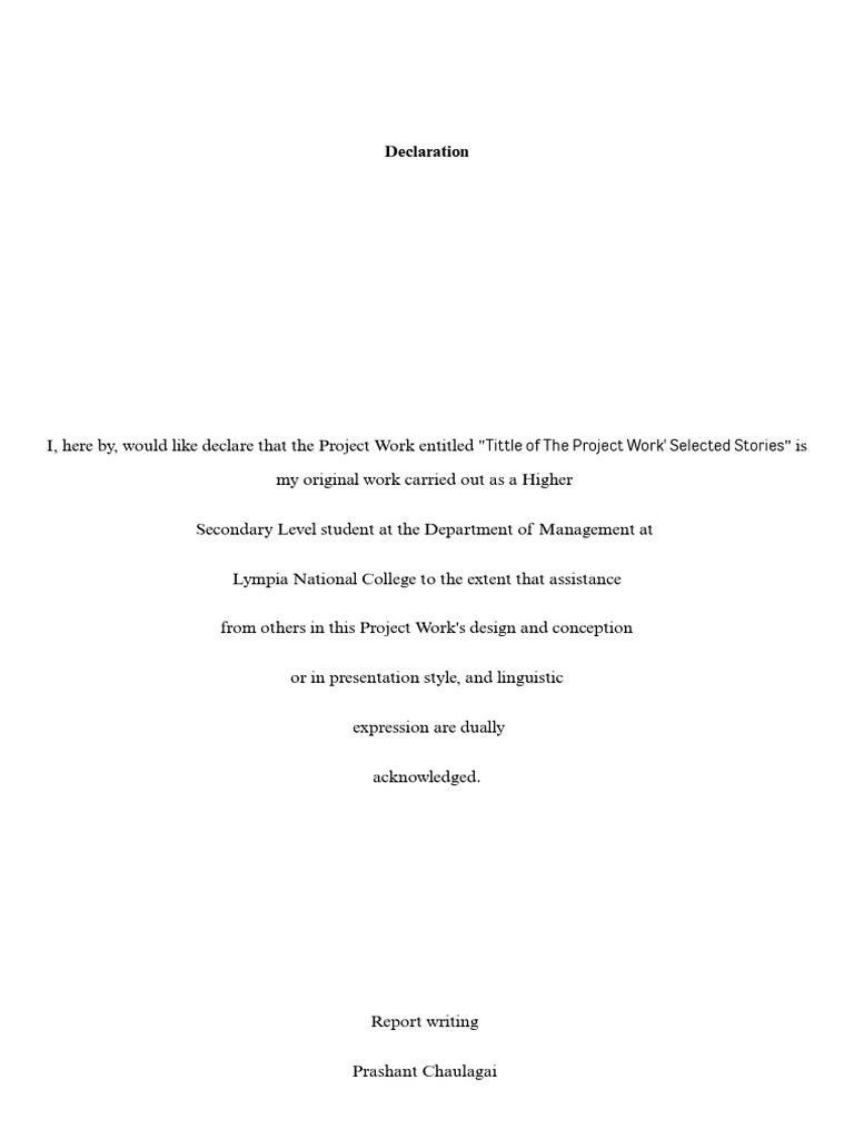 Declaration Letter of Approvel Acknowledgement Abstract and Table of ...