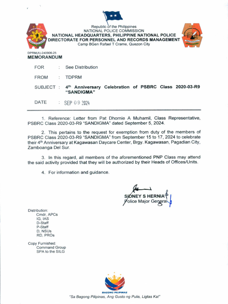 4th Anniversary Celebration of PSBRC Class 2020-03 r9 Sandigma | PDF