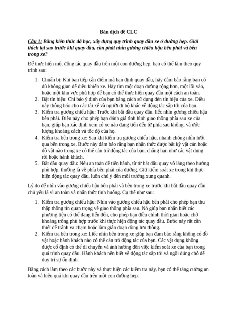 Bản Dịch Đề CLC | PDF