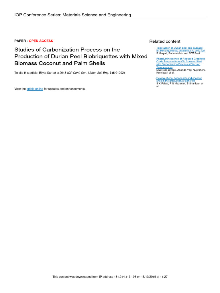Studies of Carbonization Process On The | PDF