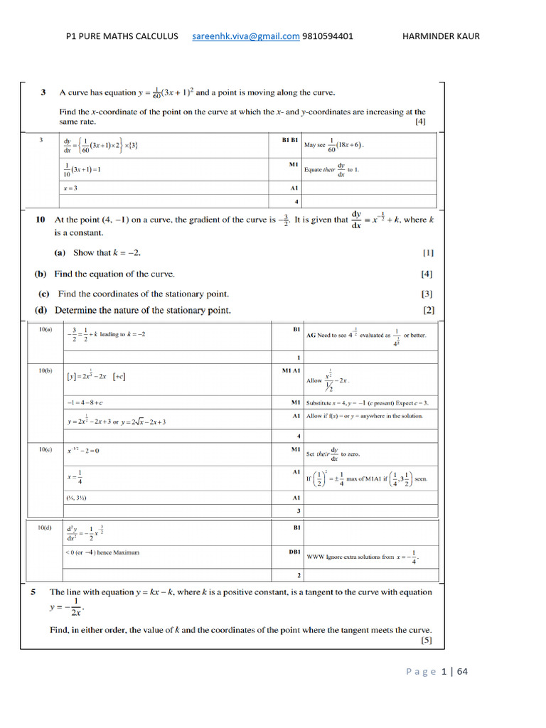 P1 Calculus (23-18) MS | PDF