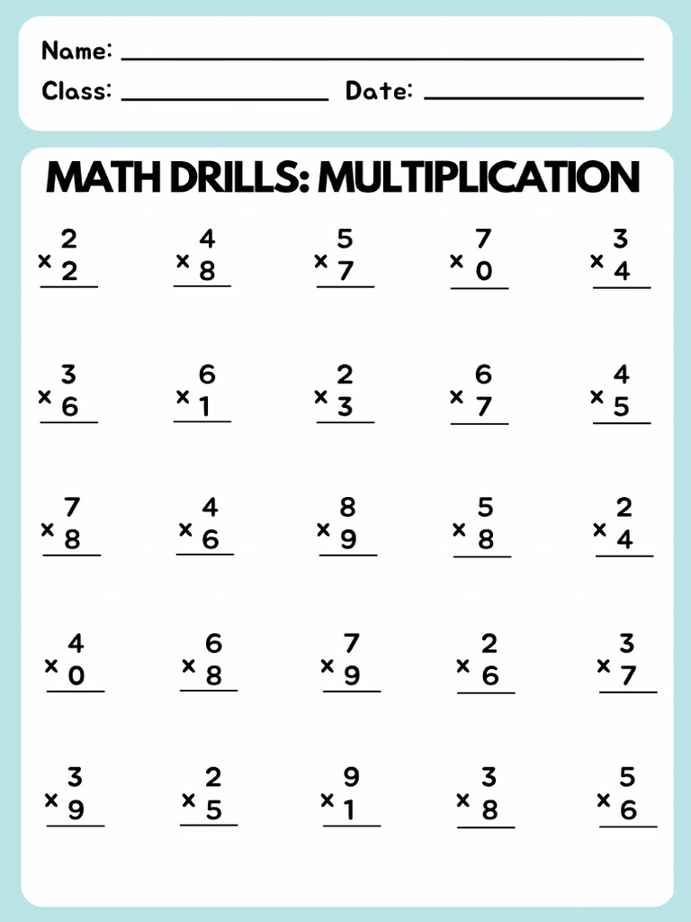 Math Drills Multiplication Worksheet | PDF