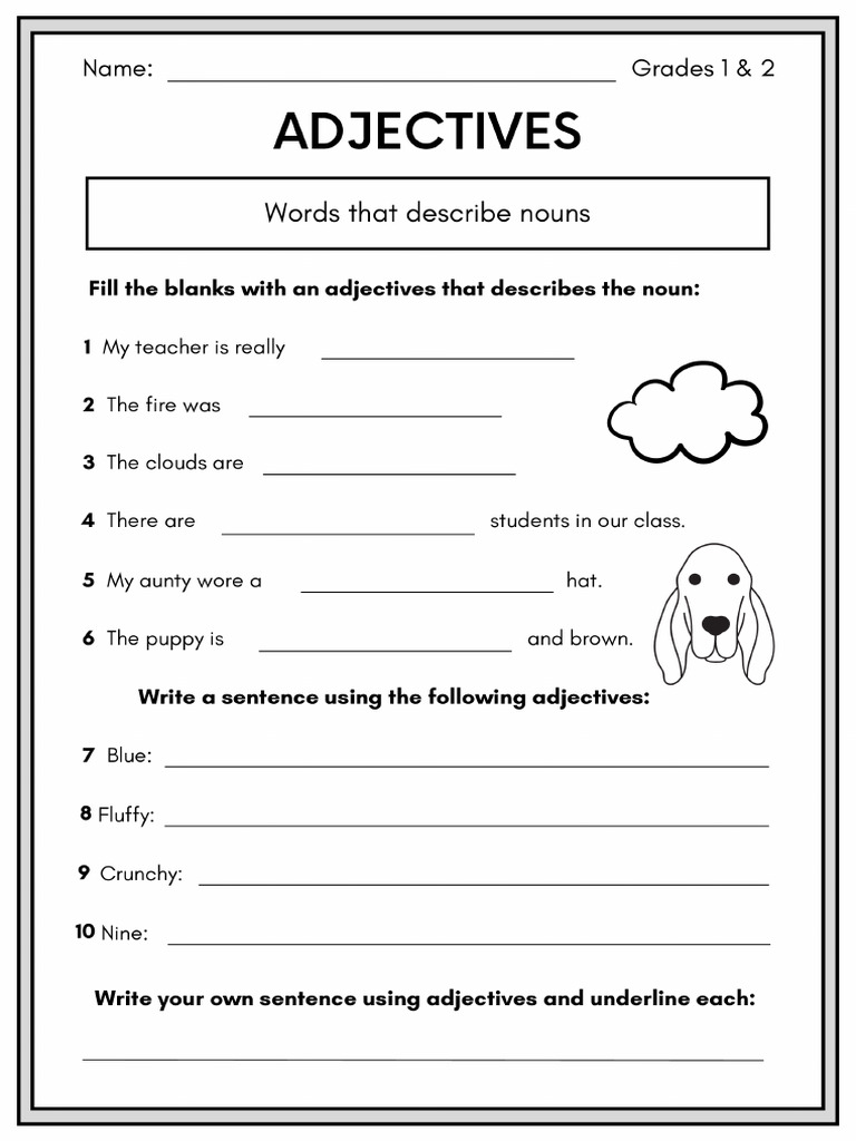 Adjectives Worksheet Grades 1-2 | PDF