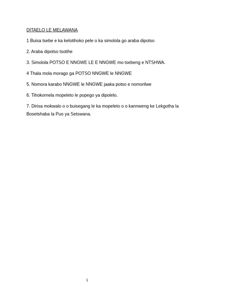 Setswana Grade 8-1 | PDF