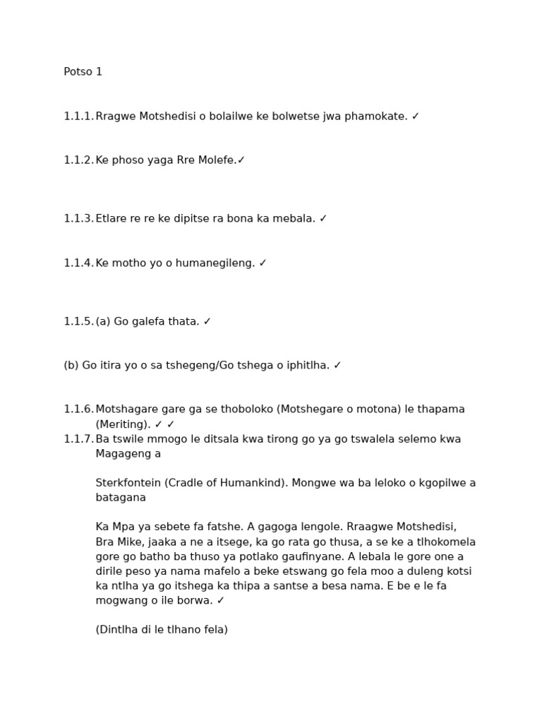 Teko Grade 9 Setswana | PDF