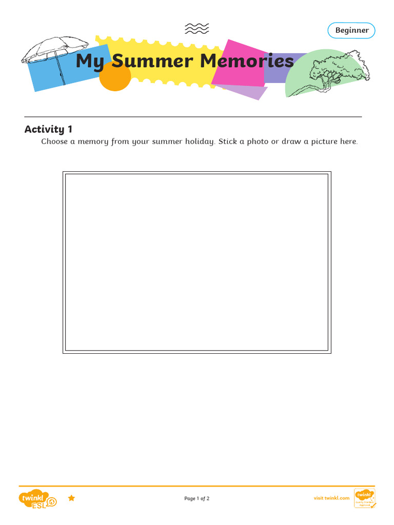 2 My Summer Memory Worksheet | PDF