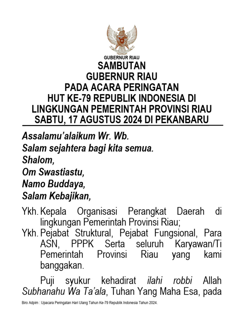 Ok - Pidato HUT RI OPD 2024 | PDF