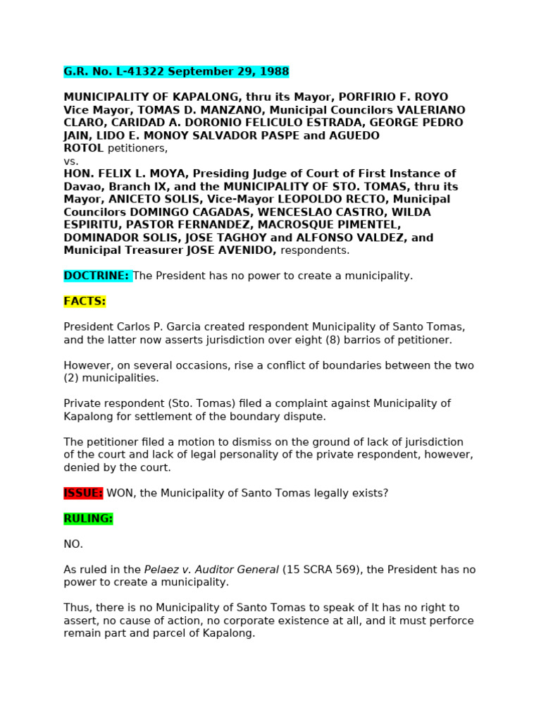 Kapalong VS Moya | PDF