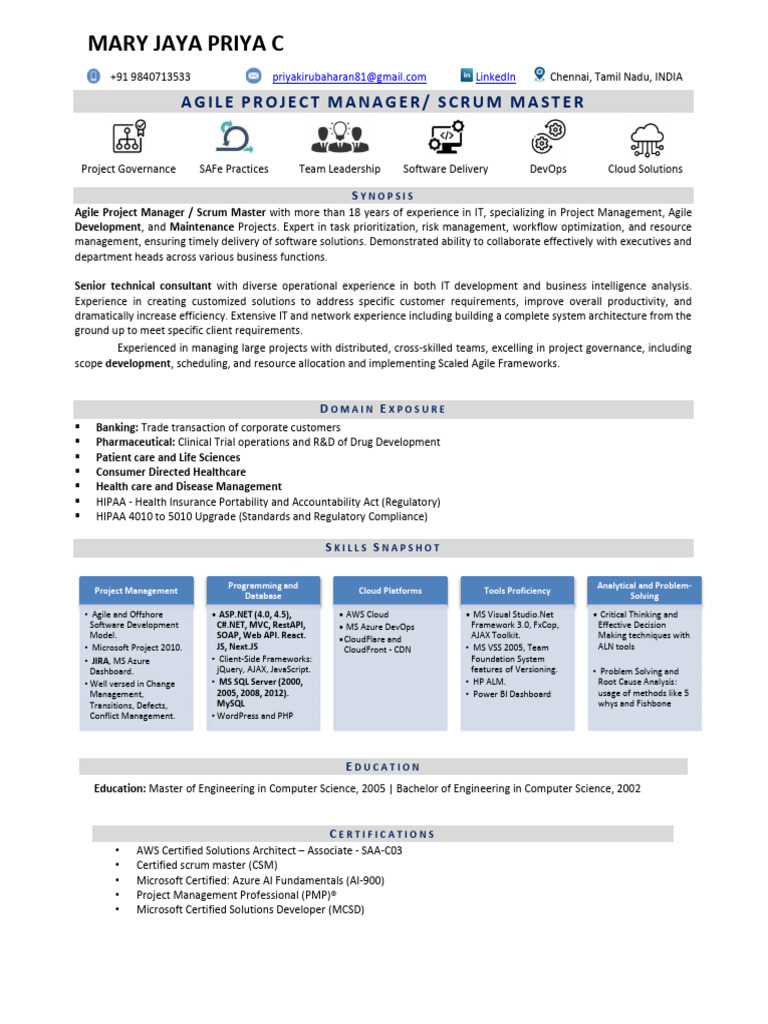 PM Resume | PDF | Agile Software Development | Scrum (Software Development)