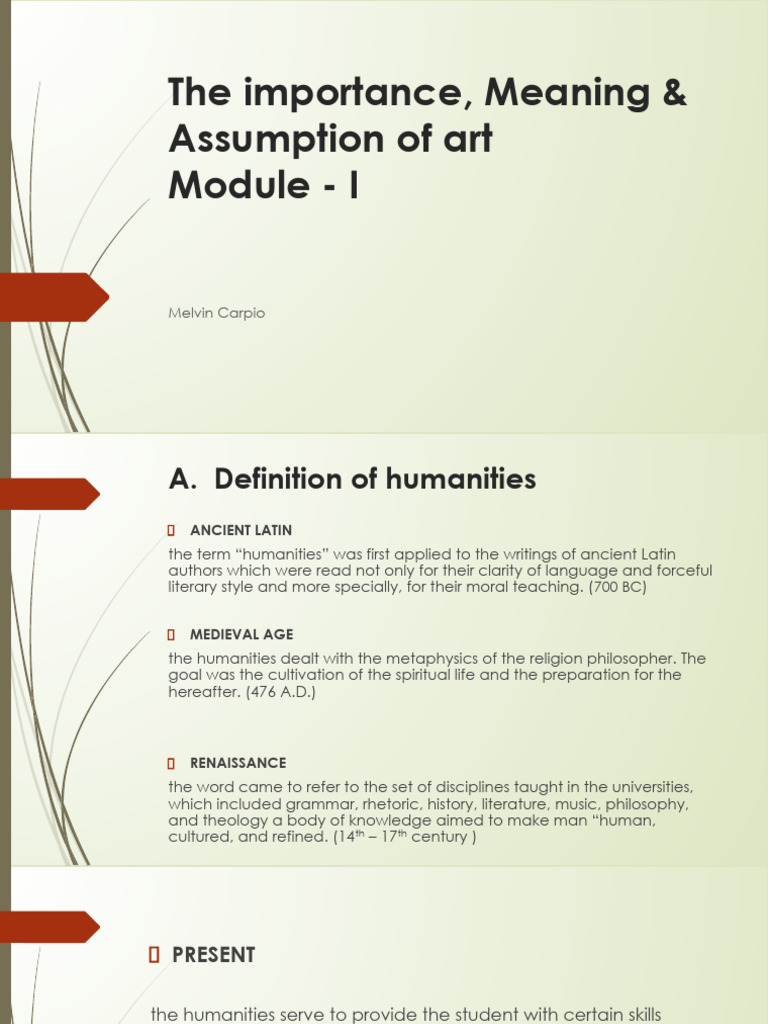 The Importance Meaning Assumption of Art - PPTX 1 | PDF