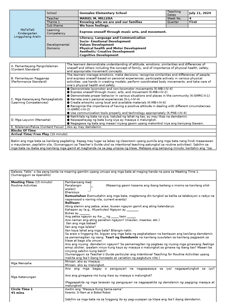 SIMULATION - MaTaTaG Kindergarten Template | PDF