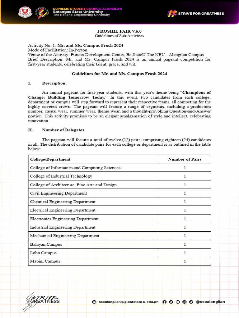 Froshie Fair Guidelines | PDF