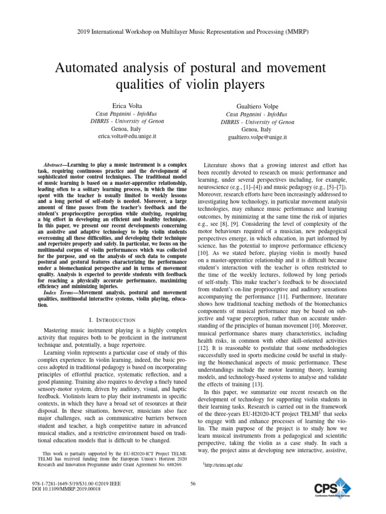 Automated Analysis of Postural and Movement Qualities of Violin Players | PDF