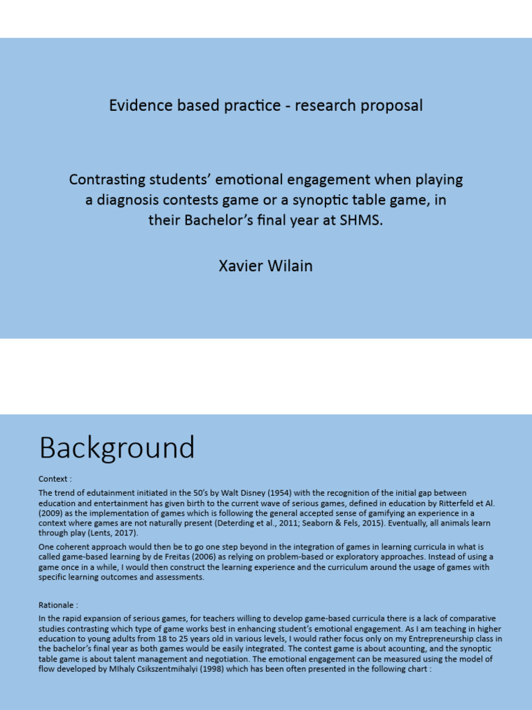 A Research Proposal For Game Based Learning | PDF