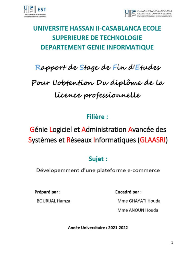 Rapport Sfe Bourijal Hamza LP Glaasri 2022 | PDF